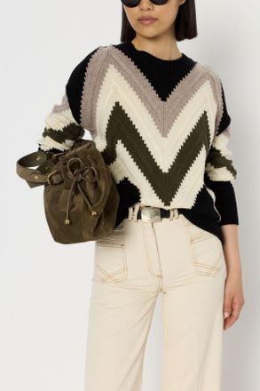 Gerard Darel Pull &agrave; chevrons graphiques en laine - ELISSA - Noir