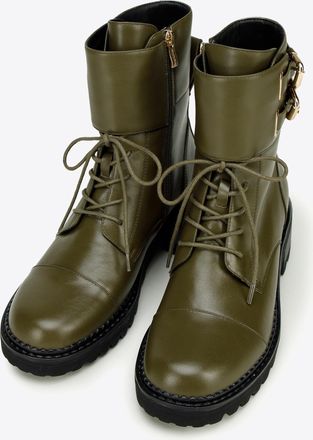 Wittchen Damen-Lederstiefel mit Schnallen, olivgr&uuml;n, Naturleder