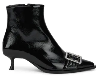 Ganni Womens Ankle Boots Black Leather Polyester