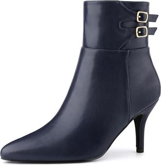 Allegra K Bottines &agrave; talons aiguilles &agrave; bout pointu pour femme, noir fonc&eacute;, 38 EU
