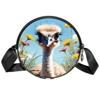 Generic Sac &agrave; bandouli&egrave;re rond pour femme, petit sac &agrave; bandouli&egrave;re avec fermeture &eacute;clair et bretelles r&eacute;glables style d&eacute;contract&eacute; pour femmes et filles