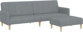vidaXL Schlafsofa 2-Sitzer mit Fu&szlig;hocker Hellgrau Stoff Vidaxl