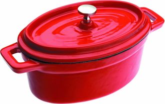 Ibili Mini-Kasserolle oval, Gusseisen, schwarz/gelb/transparent, 13 cm