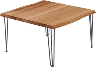 Lamofootwear Manufaktur Esstisch K&uuml;chentisch Schreibtisch Couchtisch aus Massivholz, mit Baumkante 60x60x47 cm (AxBxH), Creative, Dunkel/Anthrazit, LKB-01-A-004-70