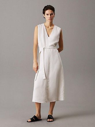Calvin Klein Kleid Aus Leinen Und Lyocell - Chalk - Damen - 36