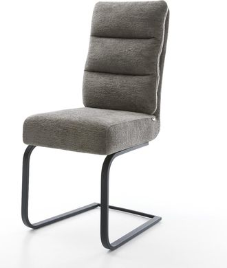 DELIFE Freischwinger Pela-Flex Boucl&eacute; Soft Schlamm Freischwinger flach Schwarz Taschenfederkern, Esszimmerst&uuml;hle