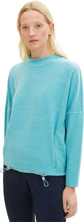 Tom Tailor Damen Sweatshirt mit Taschen 1034128, 30561 - Teal Blue Melange, XL