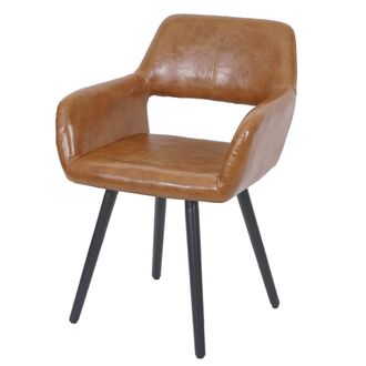 Mendler Esszimmerstuhl HWC-A50 II, Stuhl K&uuml;chenstuhl, Retro 50er Jahre Design - Kunstleder, Wildlederimitat, dunkle Beine