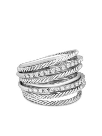 David Yurman Crossover Ring aus Sterlingsilber mit Diamant 17,8mm