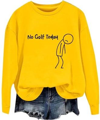 Generic Sweat-shirt basique &agrave; manches longues et col rond pour femme - Confortable et d&eacute;contract&eacute; - Pull &agrave; col rond, jaune, XXL