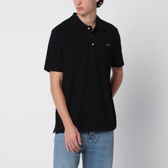 A.P.C. Schwarzes Poloshirt aus Baumwolle mit Logo-Stickerei
