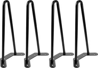 SOLUSTRE 4 St&uuml;ck Haarnadel M&ouml;belbeine 40cm Schwarz Metall Tischbeine mit Bodenschutz f&uuml;r Sofa Couchtisch und Schreibtisch Robuste M&ouml;belst&uuml;tzen f&uuml;r Heimwerker u