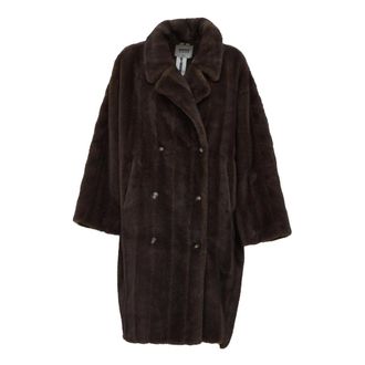 S.W.O.R.D 6.6.44 S.w.o.r.d 6.6.44 - Long Manteau Long En Fausse Fourrure Double Boutonnage - Femme - Manteaux - Brun - Taille: 36 FR