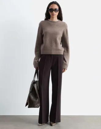 & Other Stories pantalon wide leg &agrave; couture devant marron