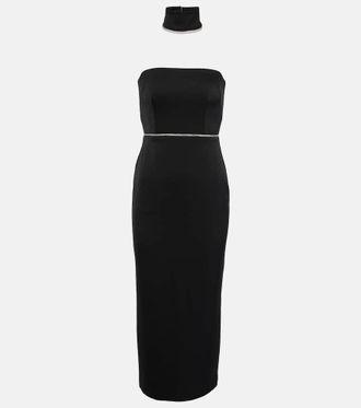 Alex Perry Robe midi en satin à cristaux