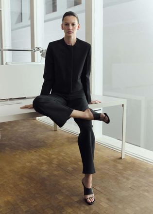 Mango Blazer de costume crop noir - Femme - M - MANGO