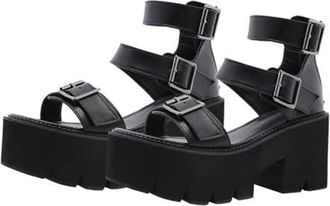 Frcolor Sandales Femmes &Eacute;paisses &agrave; Talon Noir Chaussures &eacute;t&eacute; Cr&eacute;atives Semelle Antid&eacute;rapante Confort Style Simple et Chic