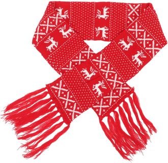 BESPORTBLE Weihnachtsschal Damen & Herren - 160 cm Wolle Dicker Schal mit Rentier & Schneeflocken Design | Weich Warme Gestrickte Winter Schals mit Quaste | f&uuml;r 