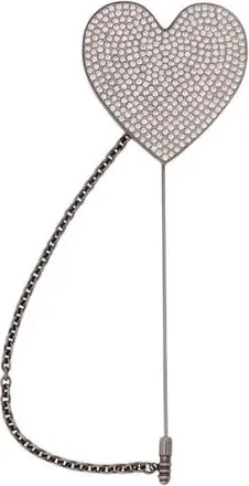 Moschino Femme, Accessoires, Gris, Taille: ONE Size Broche en m&eacute;tal avec strass