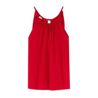 Oltre Viskose-Satin-Neckholder-Top - - Tops - Damen - Rot - XL