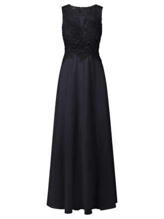 Apart Fashion Damen Lange Spitzen-Abendkleid, &Auml;rmelloses Maxikleid, Floral Perlen-Bustier, R&uuml;ckenrei&szlig;verschluss Kleid, Chiffon Festkleid f&uuml;r Hochzeiten, Partys und 