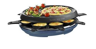 T-fal Raclette Colormania 3 en 1 Appareil à Raclette Grill et Crêpe, Revêtement Antiadhésif Easy Plus, 8 Coupelles, Compatible Lave-Vaisselle, 1050 W, Bleu 