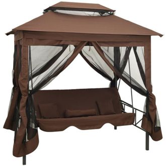 vidaXL Vidaxl - Balancelle de jardin convertible 2 places - Cadre acier rev&ecirc;tu - Dimensions 220x160x240 cm - Capacit&eacute; 240 kg - Housses de coussin amovibles