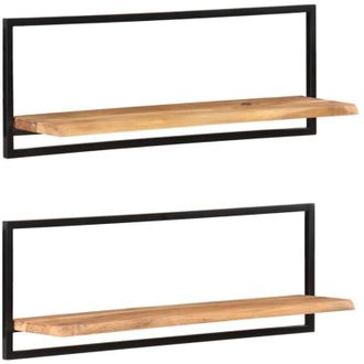 vidaXL Vidaxl - tag&egrave;res murales 2 pcs 100x24x35 cm Bois dacacia et acier