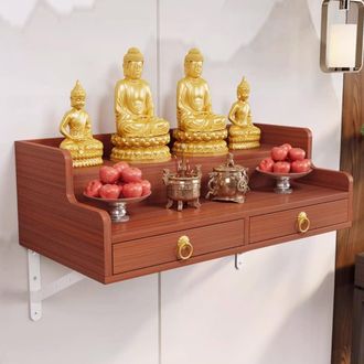 Generic Buddha-Schrein, Wandaltartisch, pers&ouml;nlicher Buddha-Nischenaltarschrank, chinesischer Meditationstisch mit Schublade, kleine Opfertische f&uuml;r Puja und 