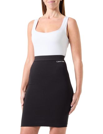 Calvin Klein Damen Milano Logo Elaj20J224862 Andere Röcke, Ck Black, L