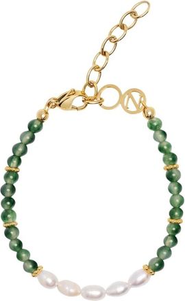 Nialaya Femme, Accessoires, Jaune, Taille: XS Bracelet de perles avec perle et agate mousse oc&eacute;anique