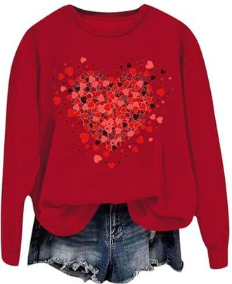 Generic 2026 Sweat-shirt dhiver tendance pour femme avec imprim&eacute; festif et col rond, Rouge, XXL