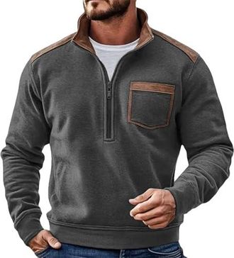 Generic Pull thermique à manches longues pour homme - Coupe ample - Style décontracté - Classique - Tendance - Pour lautomne et lhiver, gris, M