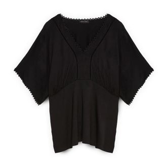 Fiorella Rubino T-Shirt aus Viskose mit Spitzendetails - - Blouses & Shirts - Damen - Schwarzk - L