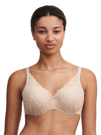 Chantelle T-Shirt-BH CHANTELLE FLORAL TOUCH, Damen, Gr. 75, Cup B, beige (golden beige), Obermaterial: 75% Polyamid, 25% Elasthan, BHs T-Shirt-BH, Spitze, blick