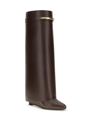 Givenchy Womens Leather Shark Boots Ebony Brown