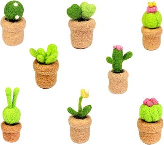 Aboofan 8 St&uuml;ck Teiliges Needle Felt Kit f&uuml;r DIY Mini Cactus Anf&auml;ngerfreundliches Wollfilz Komplettset Atmungsaktives Material Einfache Handhabung zum Basteln