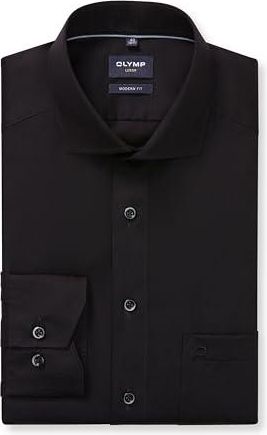 Olymp Luxor Chemise à manches longues pour homme, jacquard, 465, coupe moderne, 20,16, Royal Kent, Noir 68., 45