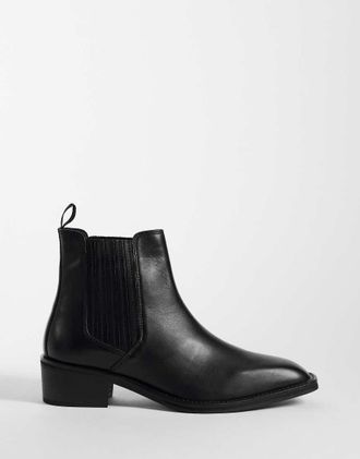 Asos bottines Chelsea &agrave; talon avec gousset dissimul&eacute; en cuir noir
