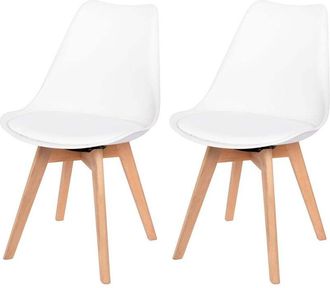 Eggree Eggree - Ensemble de 2 chaises de salle &agrave; manger pivotantes, chaise sans accoudoirs, chaises rembourr&eacute;es avec pieds en bois massif, blanc