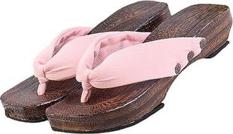 FOMIYES Sandales Japonaises Femme à Talon Haut Bois Style Créatif et Confortable pour Marche Prolongée Design Mode Chic et Original Couleur Rose