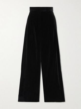 Max Mara Hose Mit Weitem Bein Aus Stretch-baumwollsamt - Schwarz