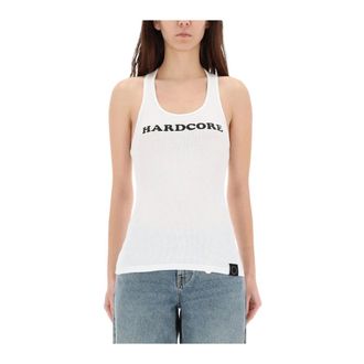 Stella McCartney D&eacute;bardeur Ribbed Hardcore - Femme - Tops - Blanc - Taille: 38 FR