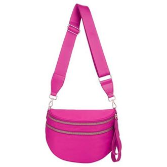 Generic Sac &agrave; bandouli&egrave;re en nylon pour femmes avec bandouli&egrave;re large et r&eacute;glable, sac multi-poches en forme de croissant avec double fermeture &eacute;clair, sac l&eacute;