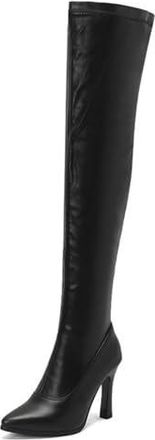 Generic MiaZane Bottes Femme sur Le Genou PU Bout Pointu Fermeture &Eacute;clair Lat&eacute;rale Talon Haut Haute sur La Cuisse Mode Soir&eacute;e F&ecirc;te Chaussures de Robe Tenue St