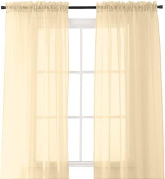 Elegant Comfort Fenstervorh&auml;nge, durchscheinend, mit 5,1 cm Stangentasche, 101,6 cm Breite x 213,4 cm L&auml;nge, Beige, 2-teilig