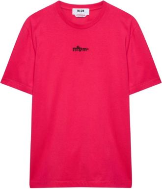 Msgm Msgm, Homme, Tops, Rouge, Taille: L Embroidered Logo T-Shirt