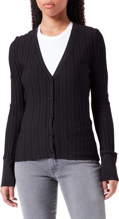 HUGO BOSS Damen Sisiddia Gerippter Slim-Fit Cardigan mit V-Ausschnitt Schwarz L