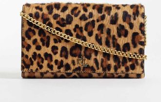 Ralph Lauren pochette enveloppe en daim imprim&eacute;e l&eacute;opard-Neutre