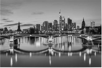 artboxONE Poster 75x50 cm Reise Frankfurt am Abend schwarz-weiß - Bild ignatz-bubis-brücke